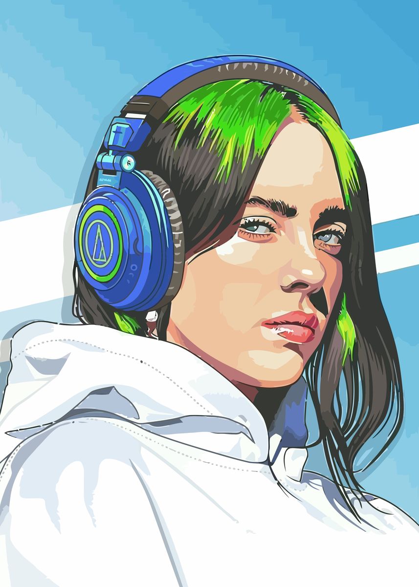 'Billie Eilish Digital Art' Poster, picture, metal print, paint by ...