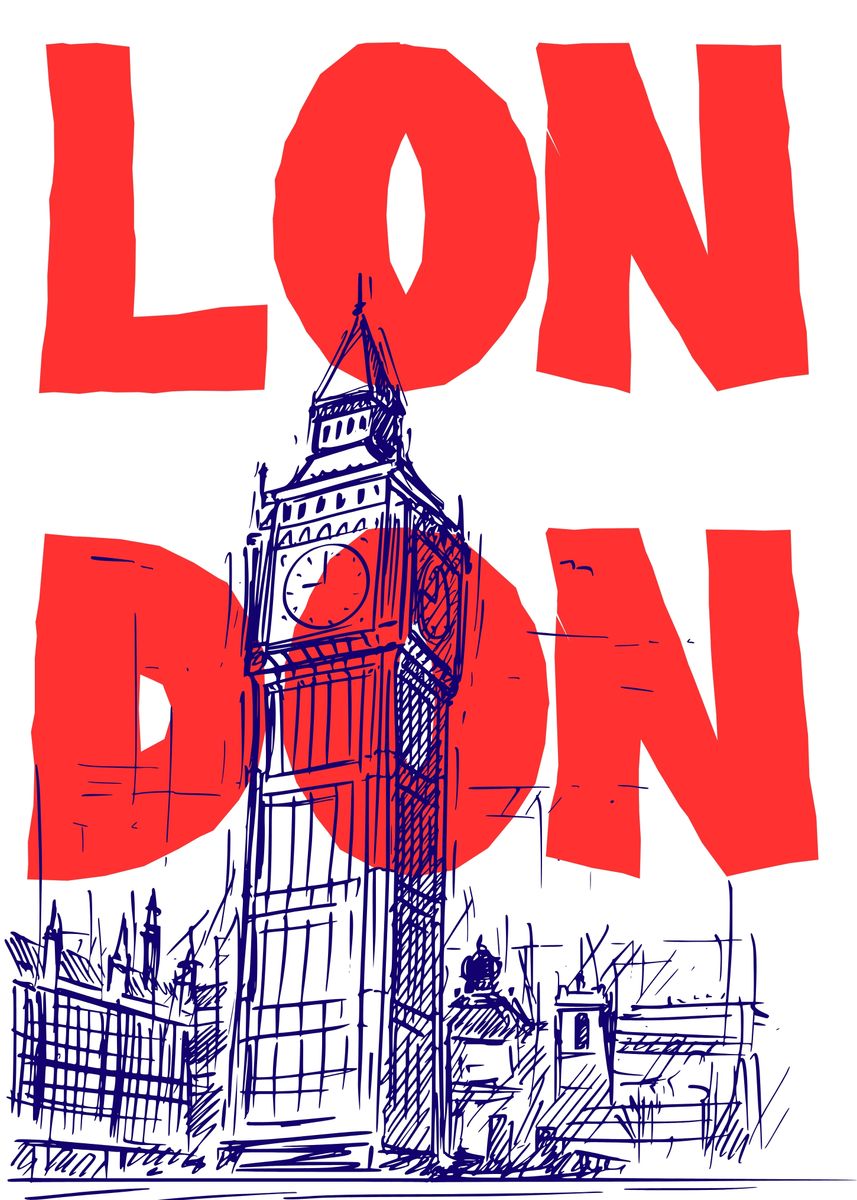 'London Big Ben Sketch' Poster, picture, metal print, paint by EDSON ...