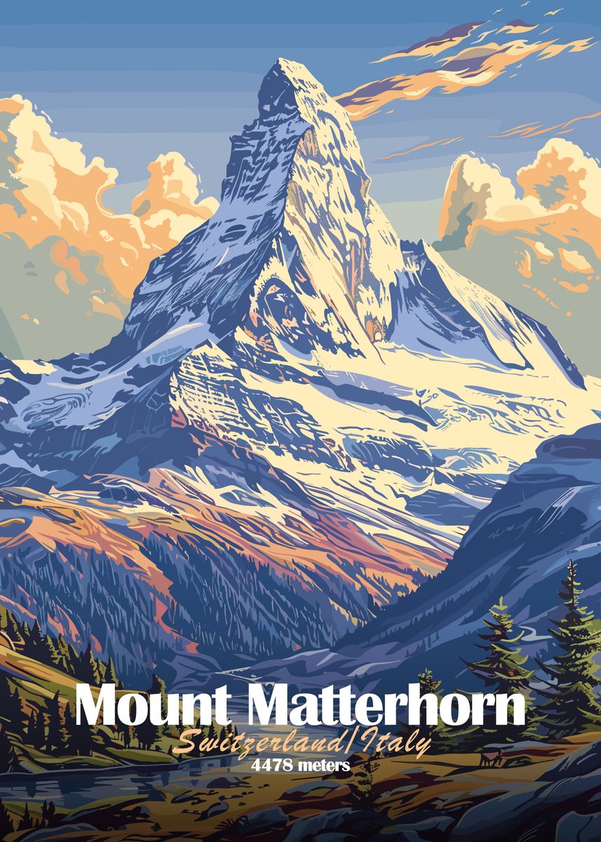 'Mount Matterhorn Poster' Poster, picture, metal print, paint by Mason ...