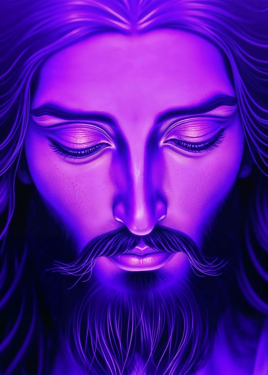 'Purple Jesus Christ Face' Poster, picture, metal print, paint by TK ...