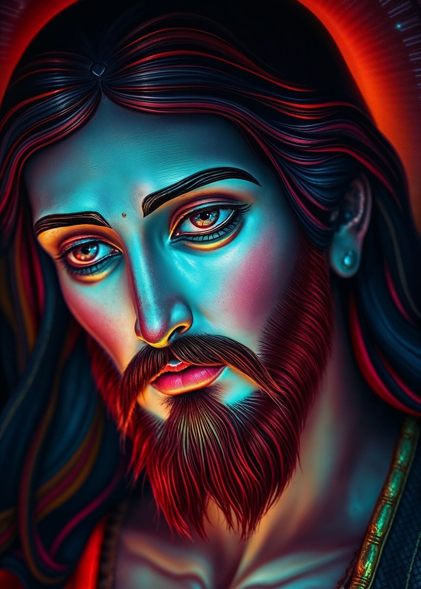 'Otherwordly Jesus Christ Portrait' Poster, picture, metal print, paint ...