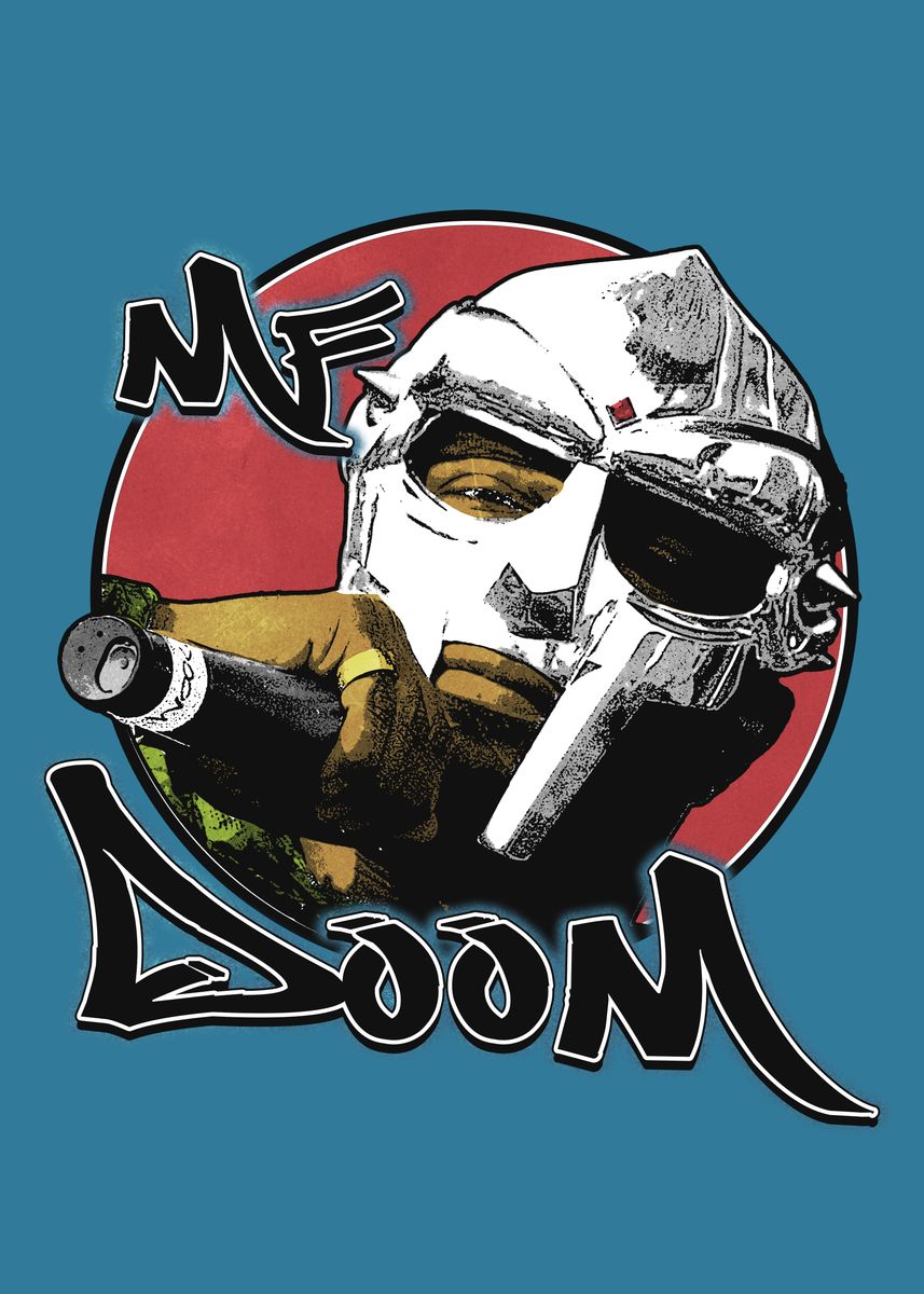 'MF DOOM Rapper Cartoon Poster' Poster, picture, metal print, paint by ...