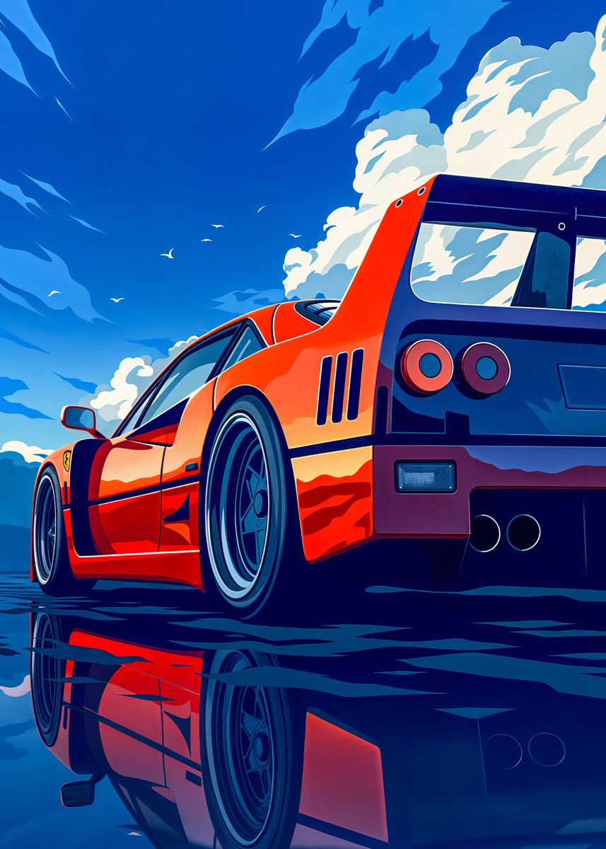 'Ferrari F40 Illustration' Poster, picture, metal print, paint by Fresh ...