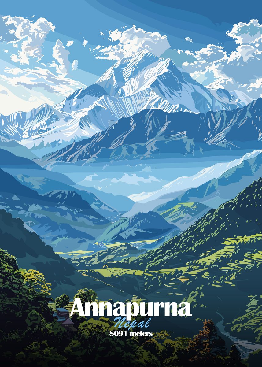 'Annapurna Mountain Range' Poster, picture, metal print, paint by Mason ...
