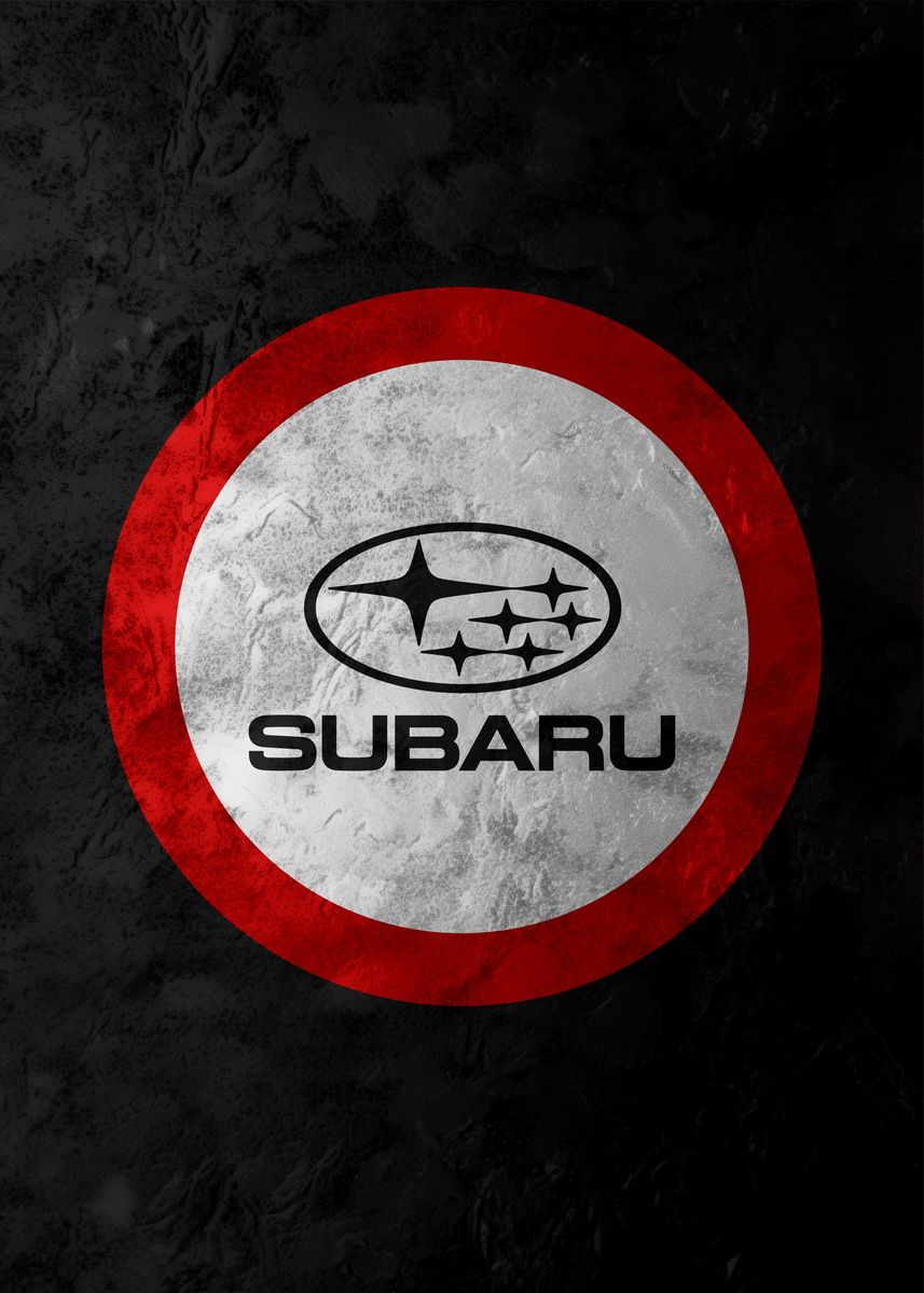 'Subaru road sign on Black Background ' Poster, picture, metal print ...