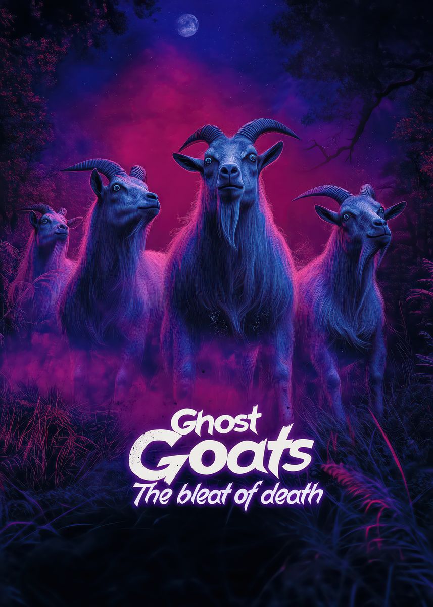 'Ghost Goats Poster' Poster, picture, metal print, paint by Spooky Blob ...