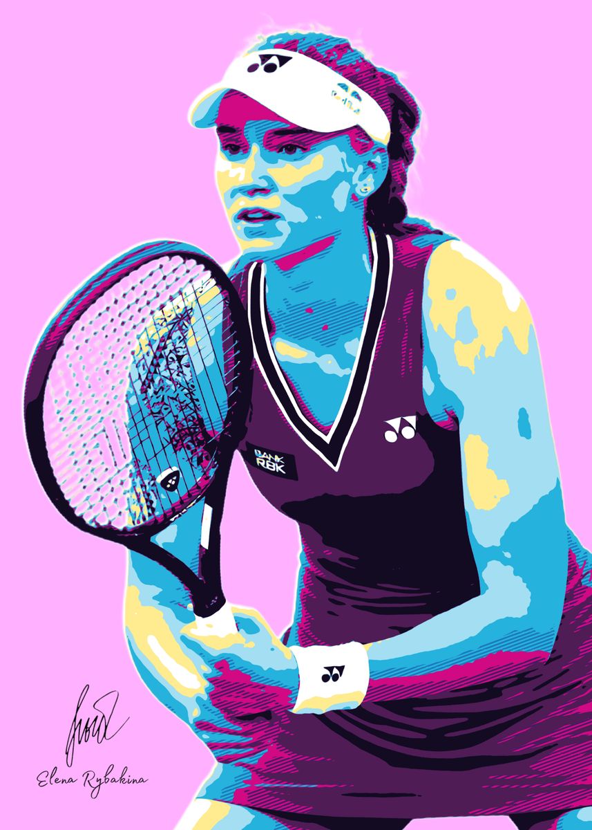 'Elena Rybakina Tennis Poster' Poster, picture, metal print, paint by ...