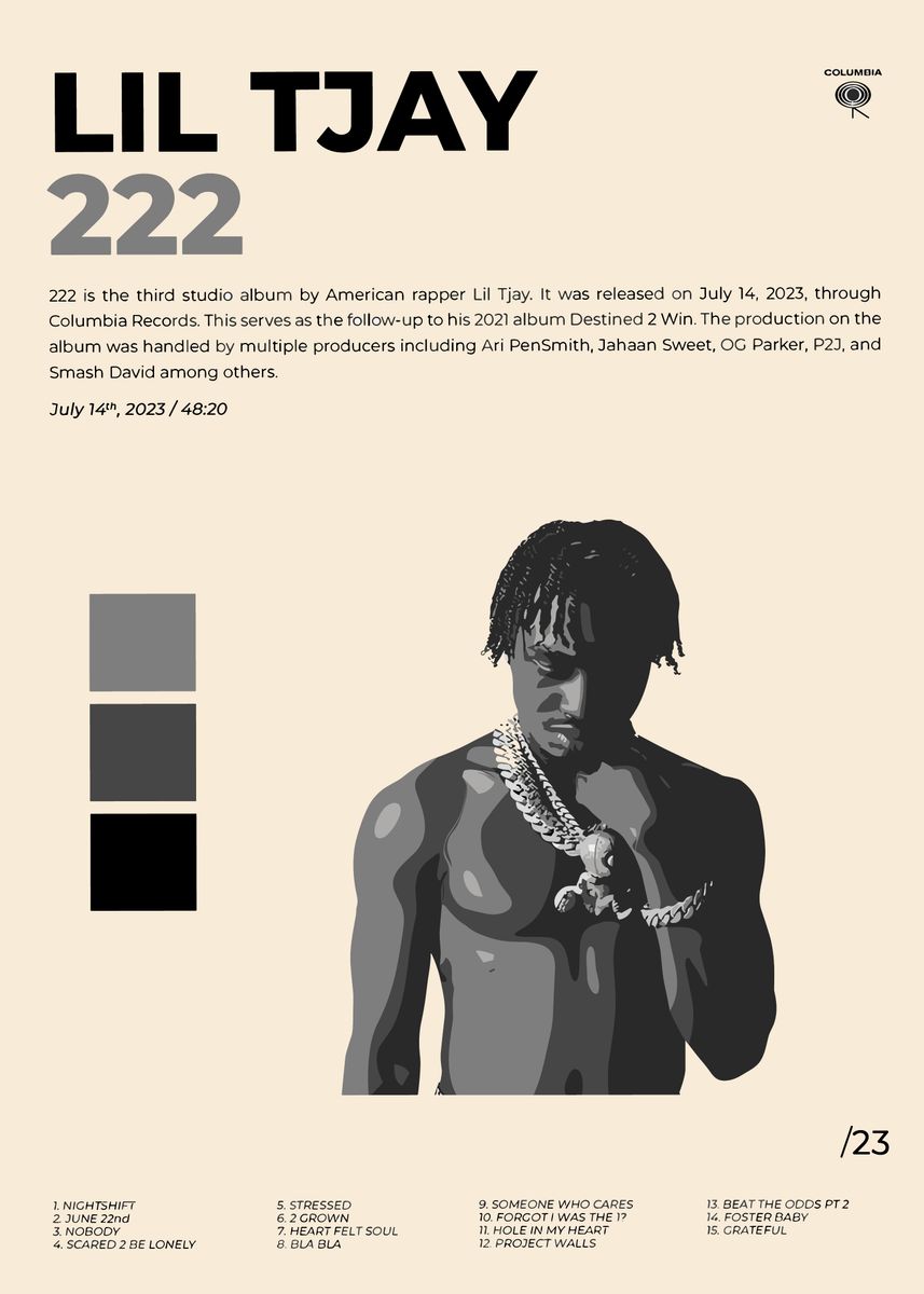 'Lil Tjay 222 Album Cover' Poster, picture, metal print, paint by ...