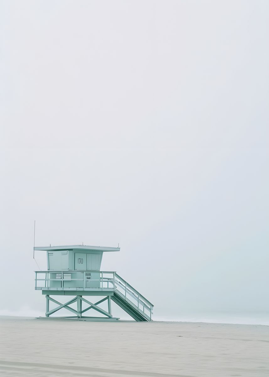 'Lifeguard Stand on Beach' Poster, picture, metal print, paint by CG ...