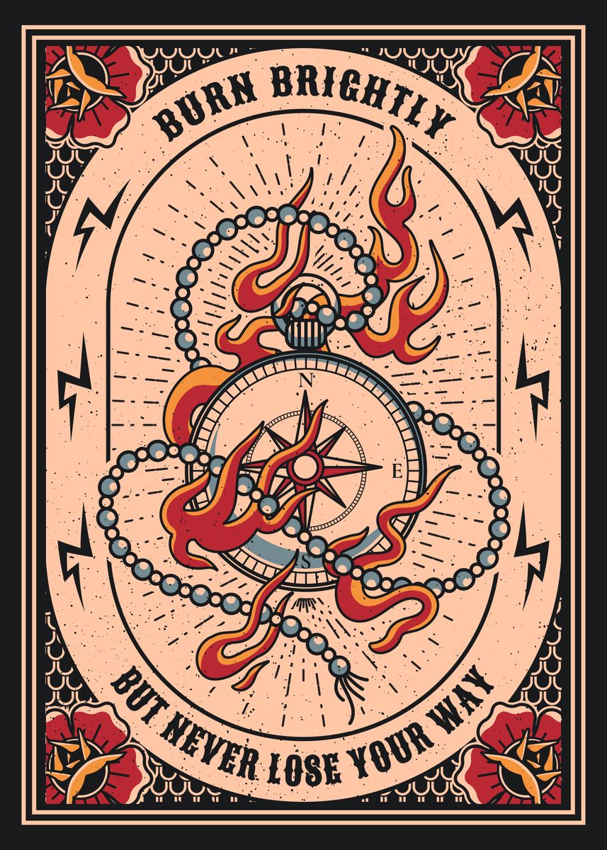 'Fire & Compass Design' Poster, picture, metal print, paint by taofik ...