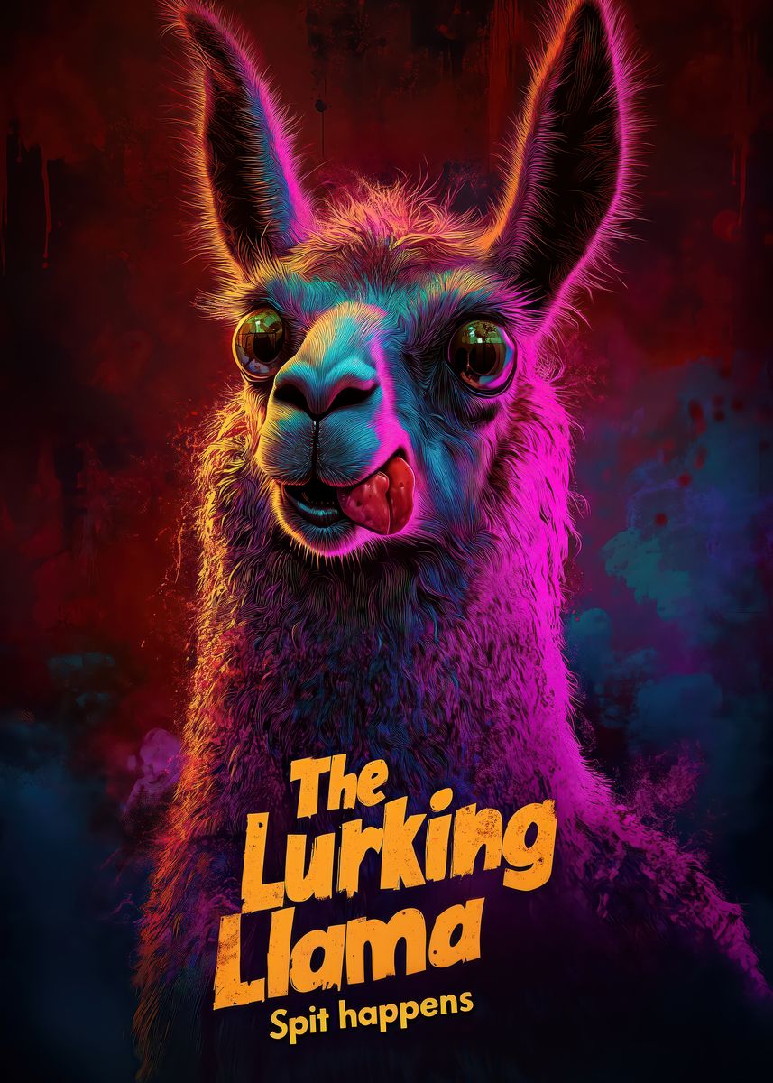 'The Lurking Llama Poster' Poster, picture, metal print, paint by ...