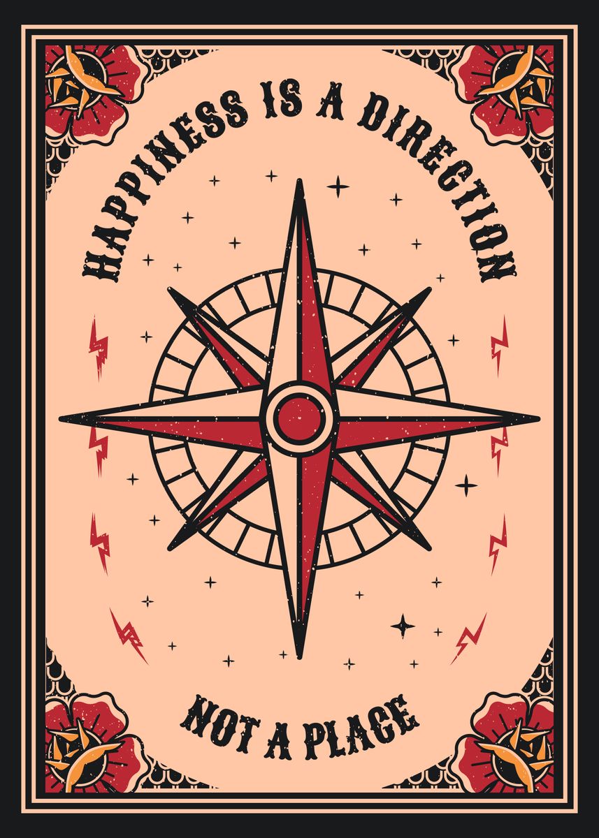 'North star Compass Direction Art' Poster, picture, metal print, paint ...