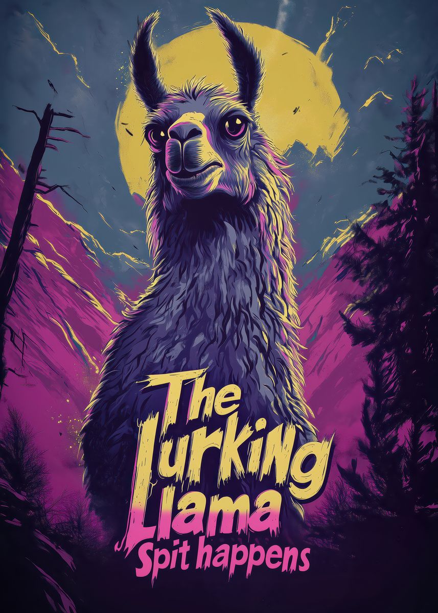 'The Lurking Llama Poster' Poster, picture, metal print, paint by ...