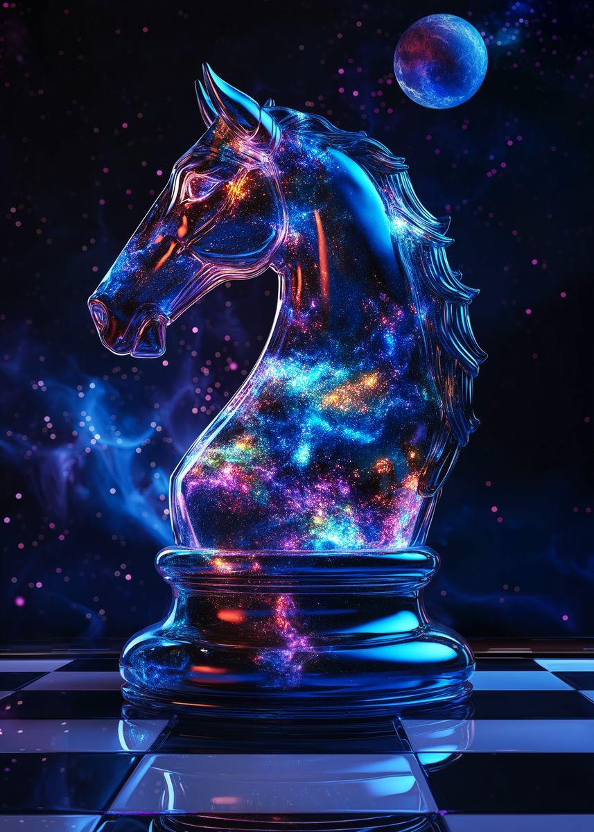 'Cosmic Knight Chess Piece' Poster, picture, metal print, paint by ...