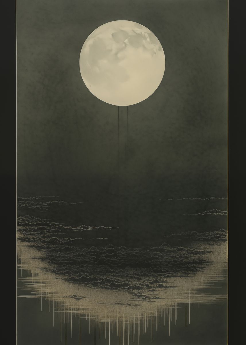 'Full Moon Abstract Art' Poster, picture, metal print, paint by Roman ...