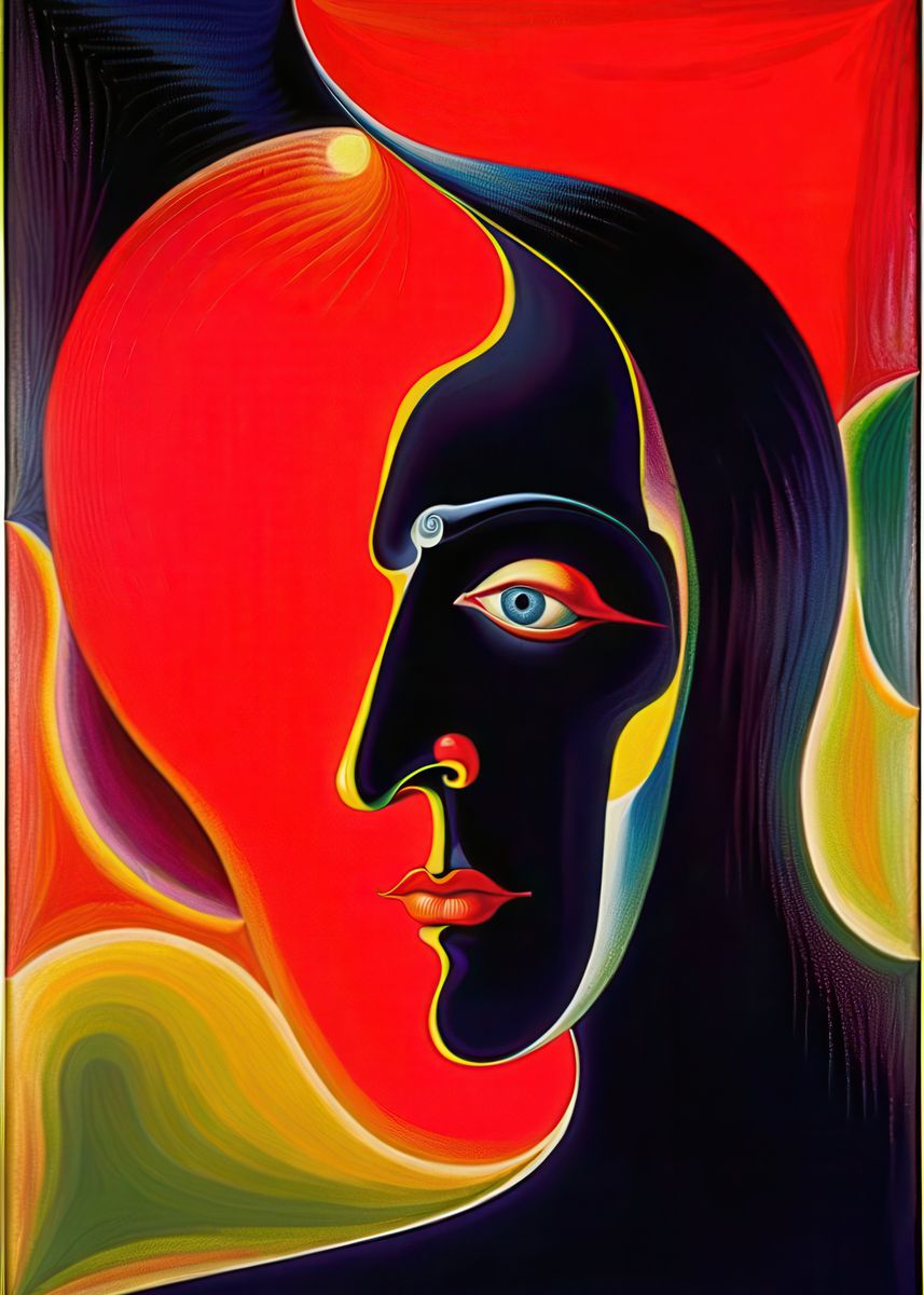 'Abstract Portrait in Red and Black' Poster, picture, metal print ...