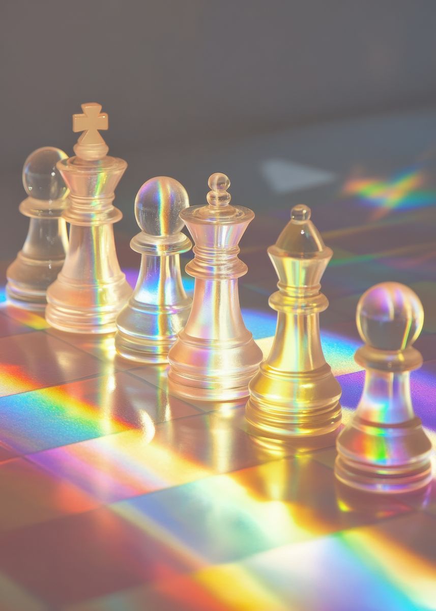 'Holographic Chess Pieces' Poster, picture, metal print, paint by ...
