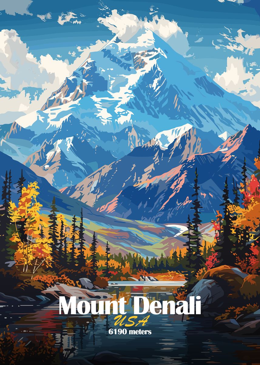 'Mount Denali Landscape' Poster, picture, metal print, paint by Mason ...