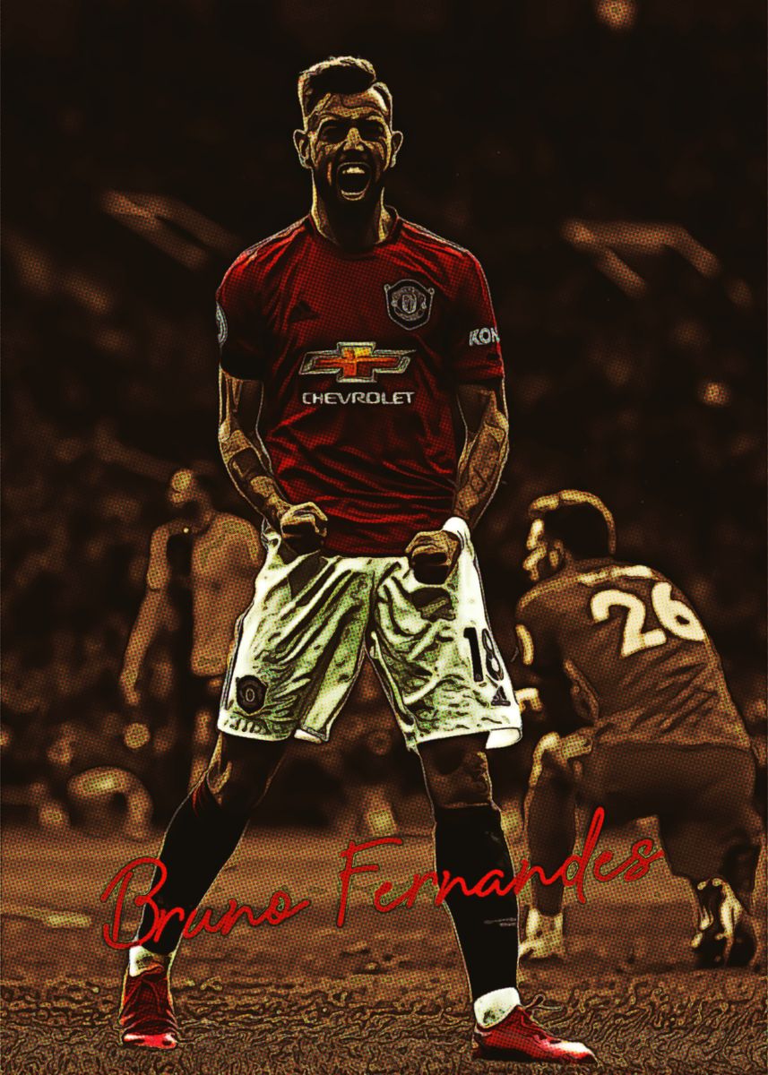 'Bruno Fernandes Manchester United' Poster, picture, metal print, paint ...