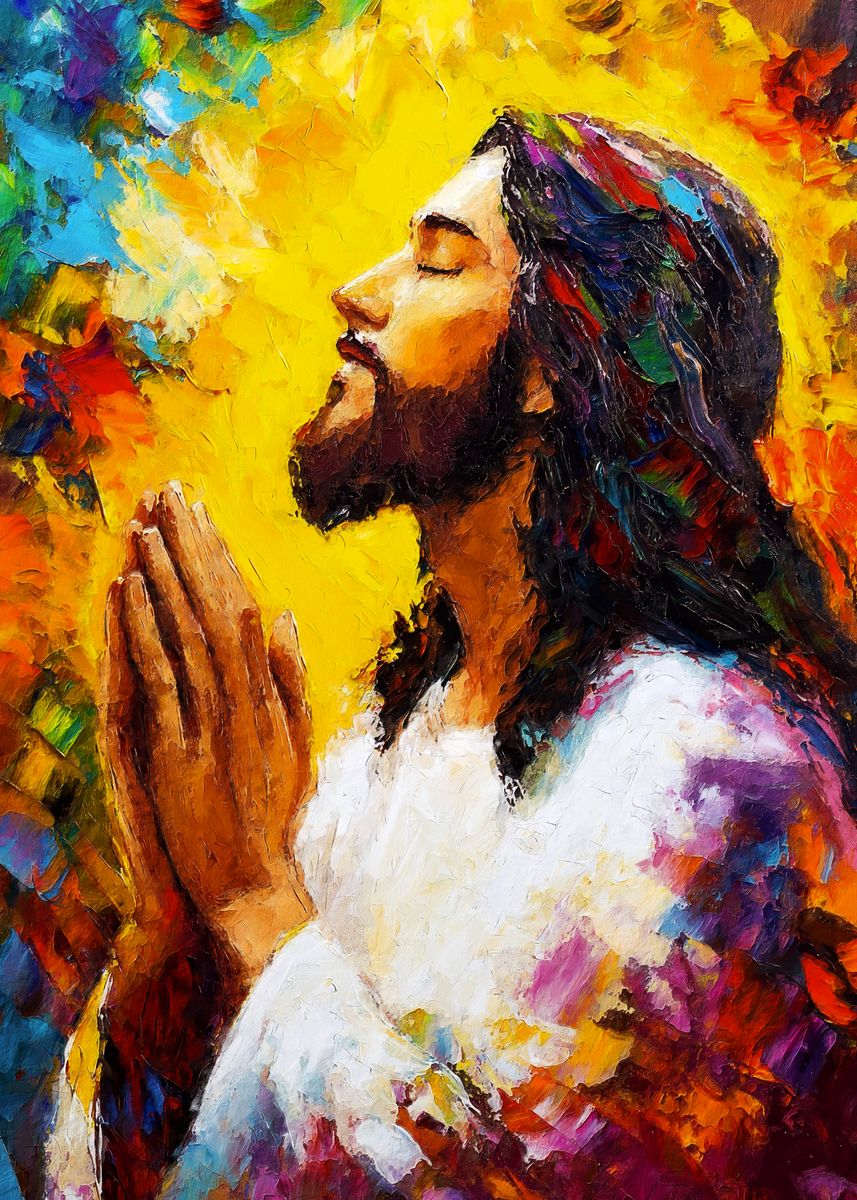 'Jesus Praying Painting' Poster, picture, metal print, paint by ...