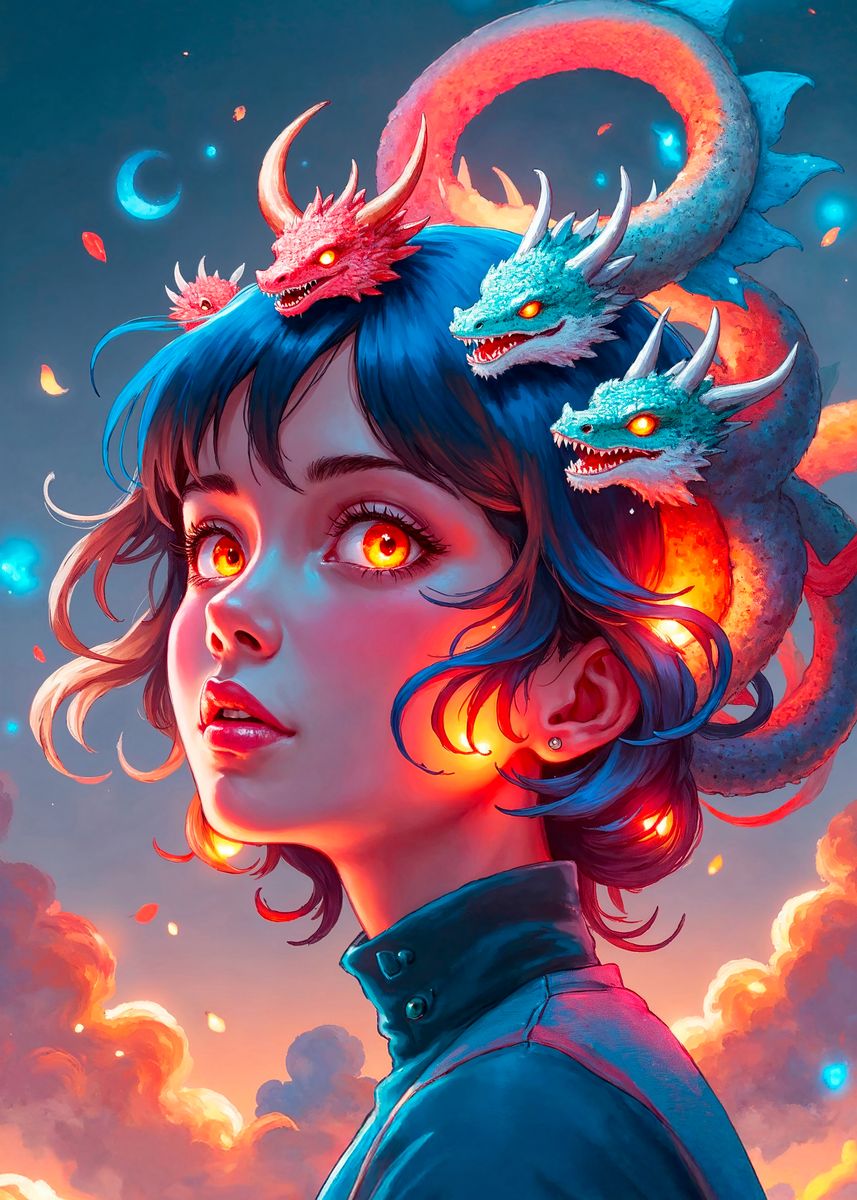 'Dragon Girl Fantasy Art' Poster, picture, metal print, paint by shakes ...