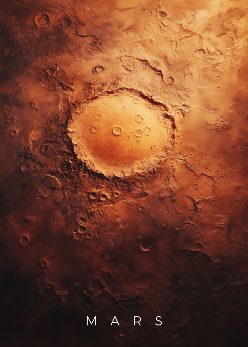 'Mars Martian Impact Crater' Poster, picture, metal print, paint by ...