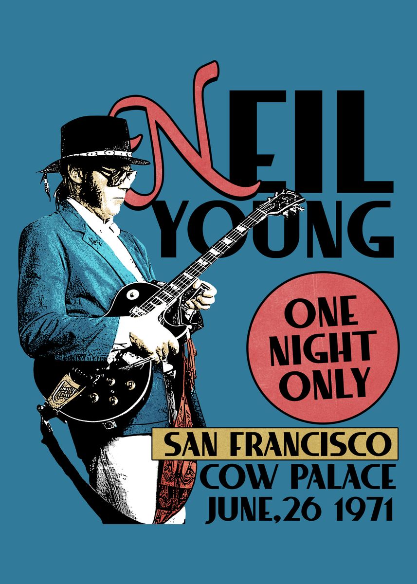 'Neil Young Concert Poster' Poster, picture, metal print, paint by ...