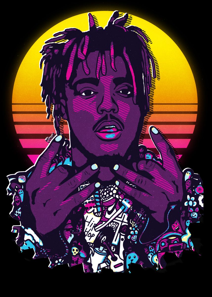 'Juice Wrld Retro Portrait' Poster, picture, metal print, paint by ...