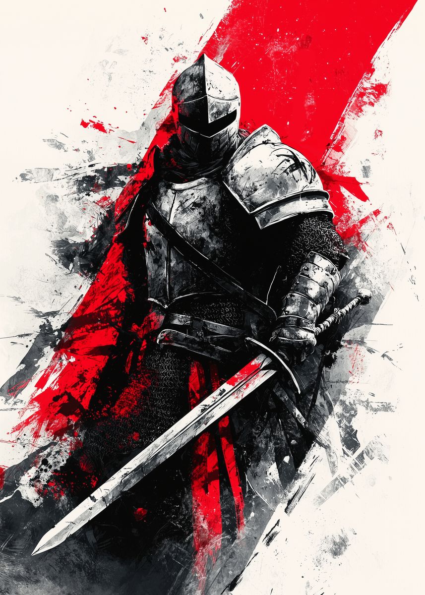 'Knight in Red' Poster, picture, metal print, paint by Brian Midnite ...