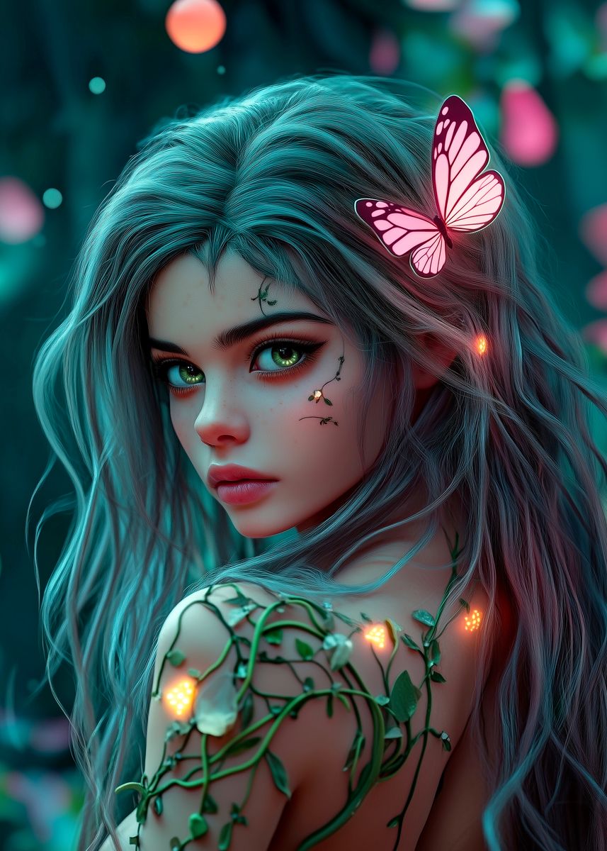 'The Enchanted Forest Muse' Poster, picture, metal print, paint by shakes | Displate