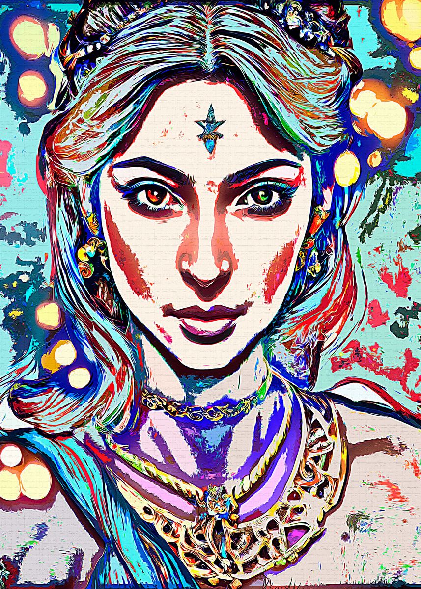 'Woman with Star Forehead' Poster, picture, metal print, paint by ...