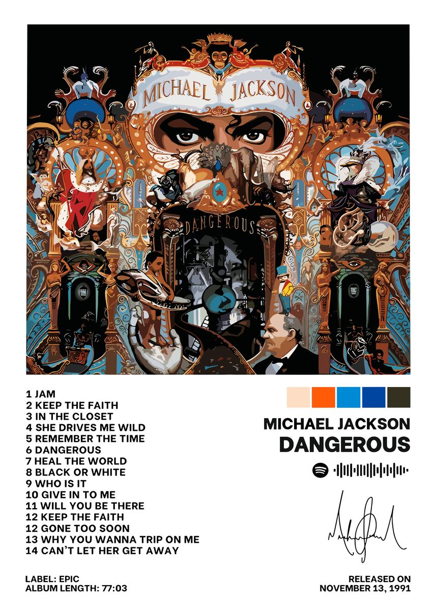'Michael Jackson Dangerous' Poster, picture, metal print, paint by ...
