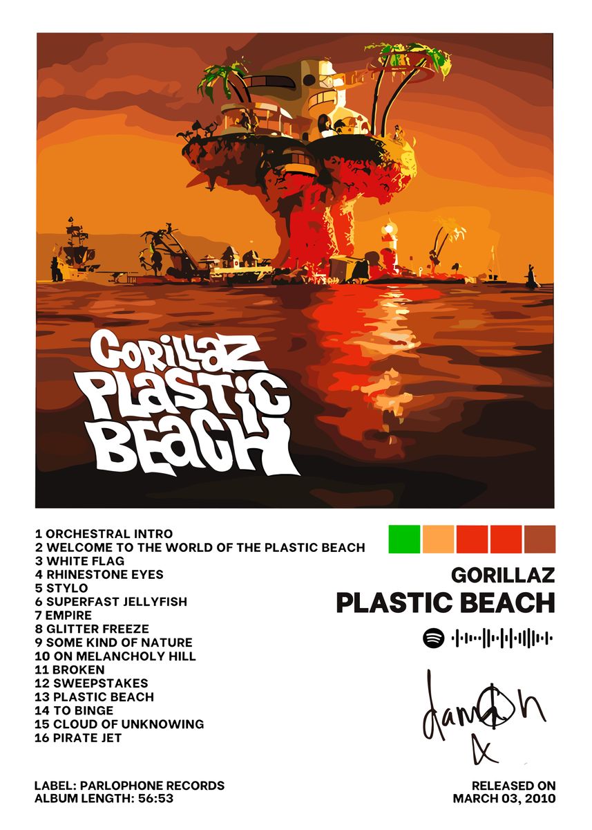 'Gorillaz Plastic Beach' Poster, picture, metal print, paint by ZACKSTAR | Displate