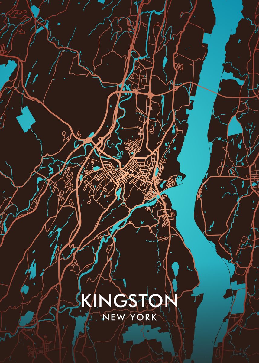 'Kingston, New York Map' Poster, picture, metal print, paint by Miracle ...