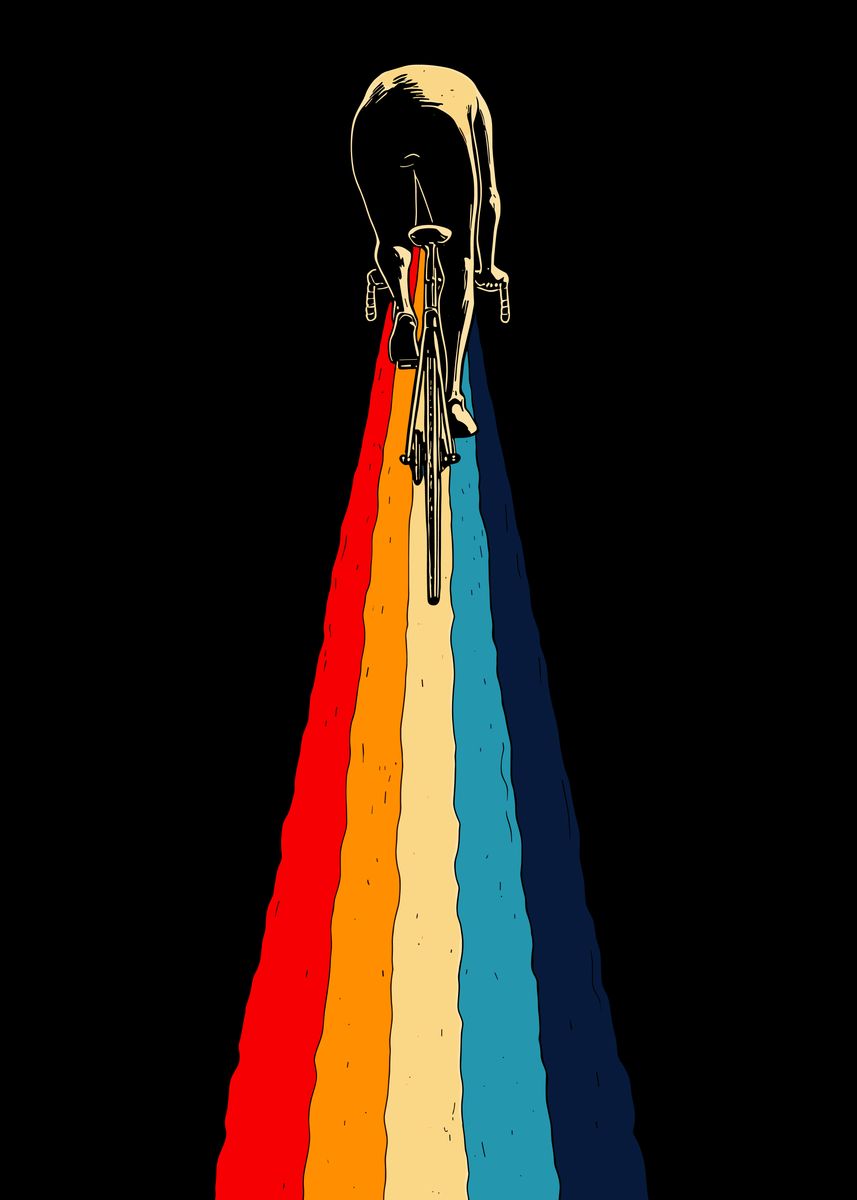 'Rainbow Bike Ride' Poster, picture, metal print, paint by Erzebet ...