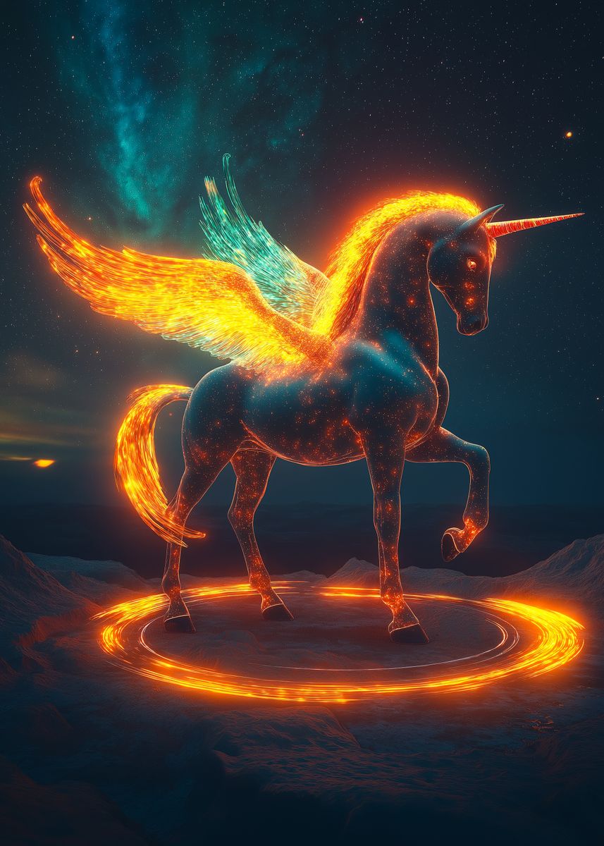 'Fiery Pegasus' Poster, picture, metal print, paint by InterGalatica ...