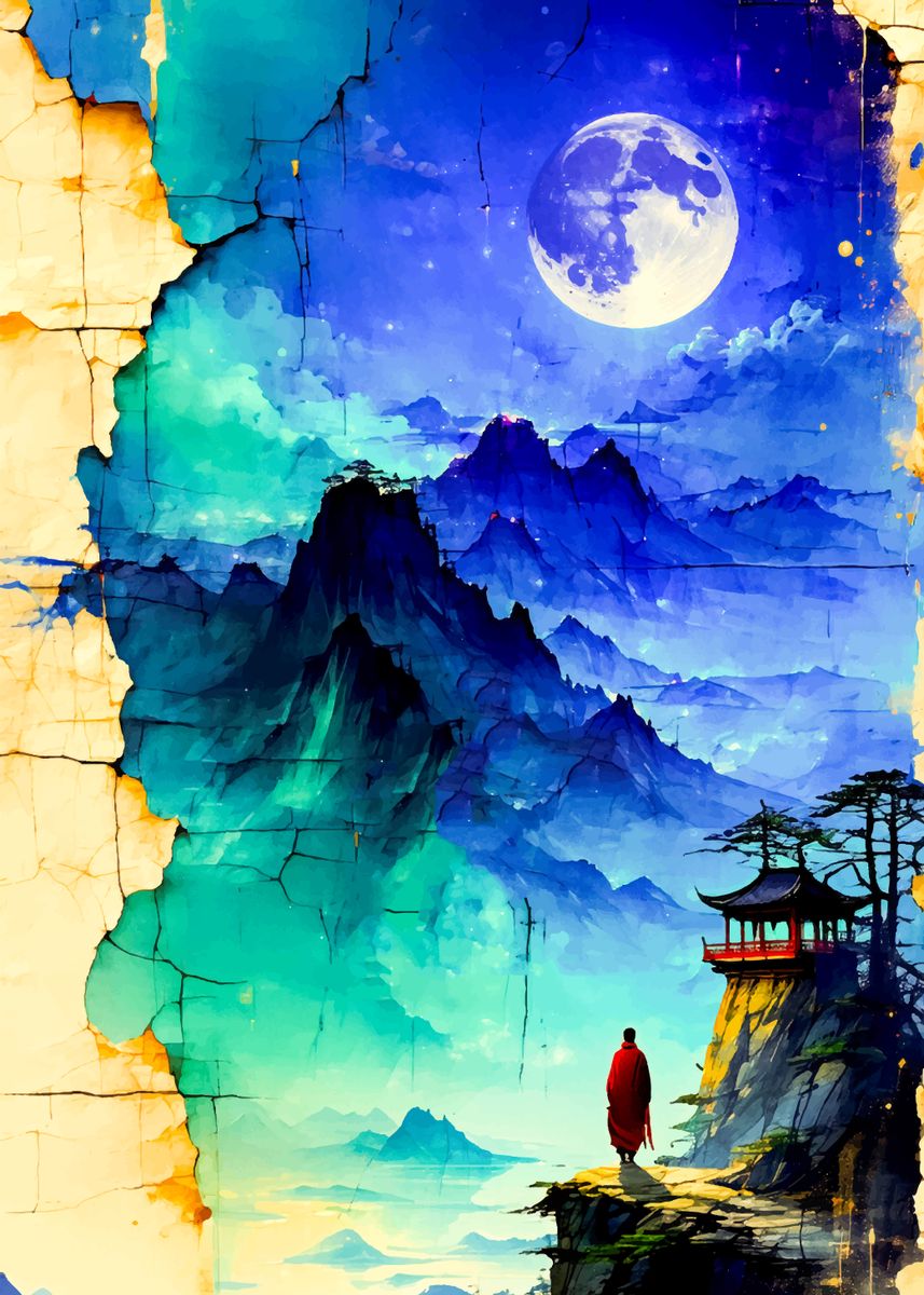 'Japanese Landscape' Poster, picture, metal print, paint by Live Art ...