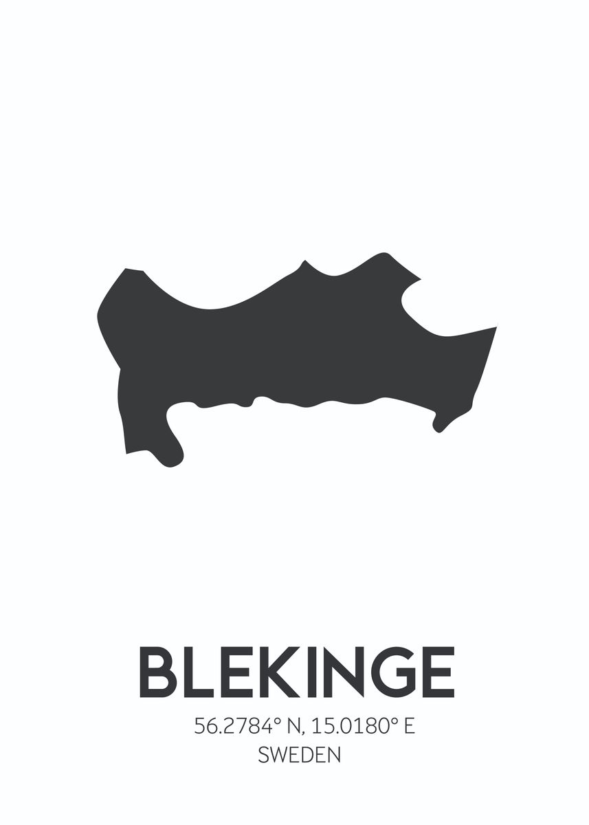 'Blekinge Region Map' Poster, picture, metal print, paint by ...
