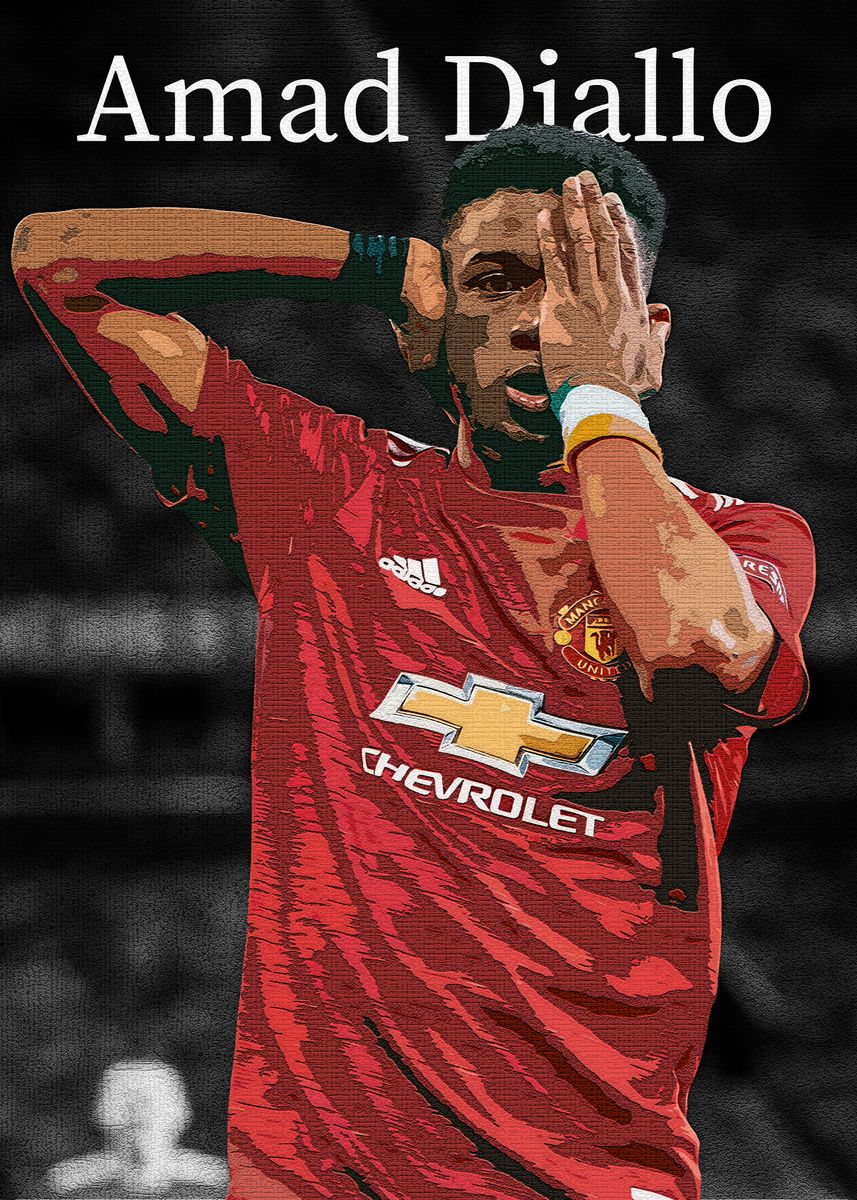 'Amad Diallo Manchester United' Poster, picture, metal print, paint by ...