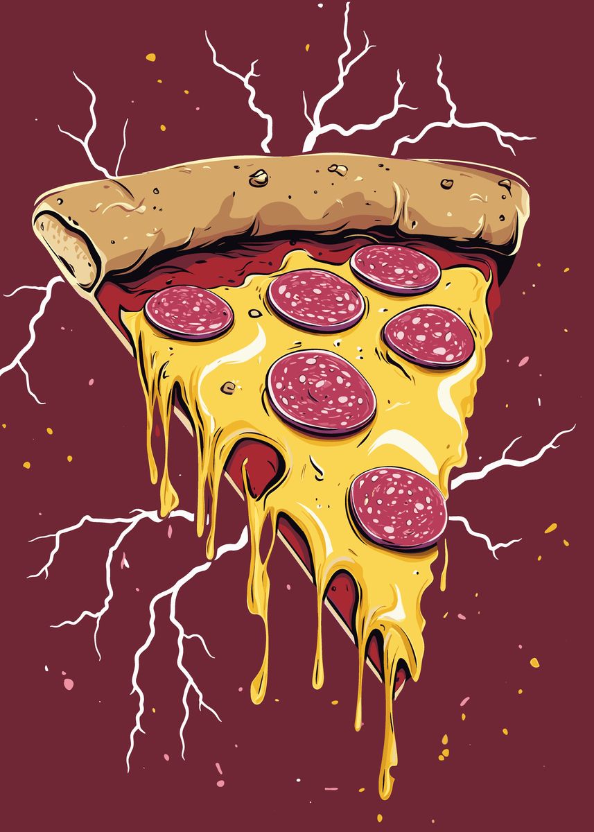 'Melted Pizza Slice' Poster, picture, metal print, paint by pixelbull ...