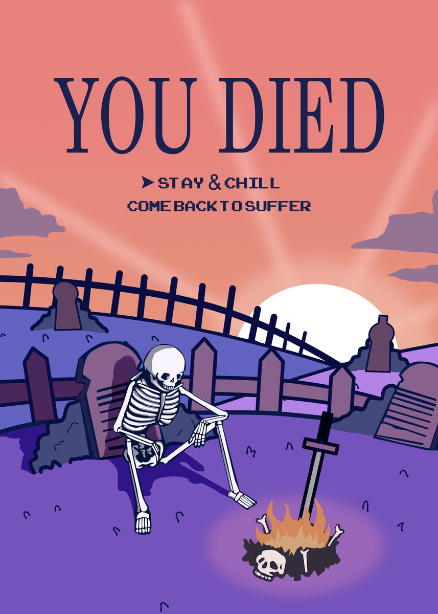 'You Died Game Over' Poster, picture, metal print, paint by geeks holic ...