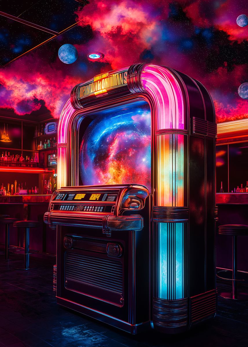 'Cosmic Jukebox' Poster, picture, metal print, paint by InterGalatica ...