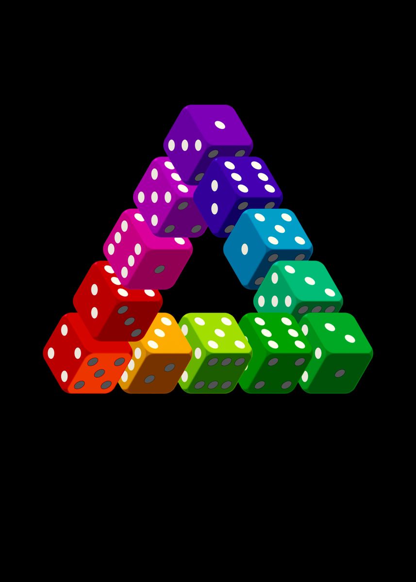 'Optical Illusion Rainbow Dice Triangle' Poster, picture, metal print ...