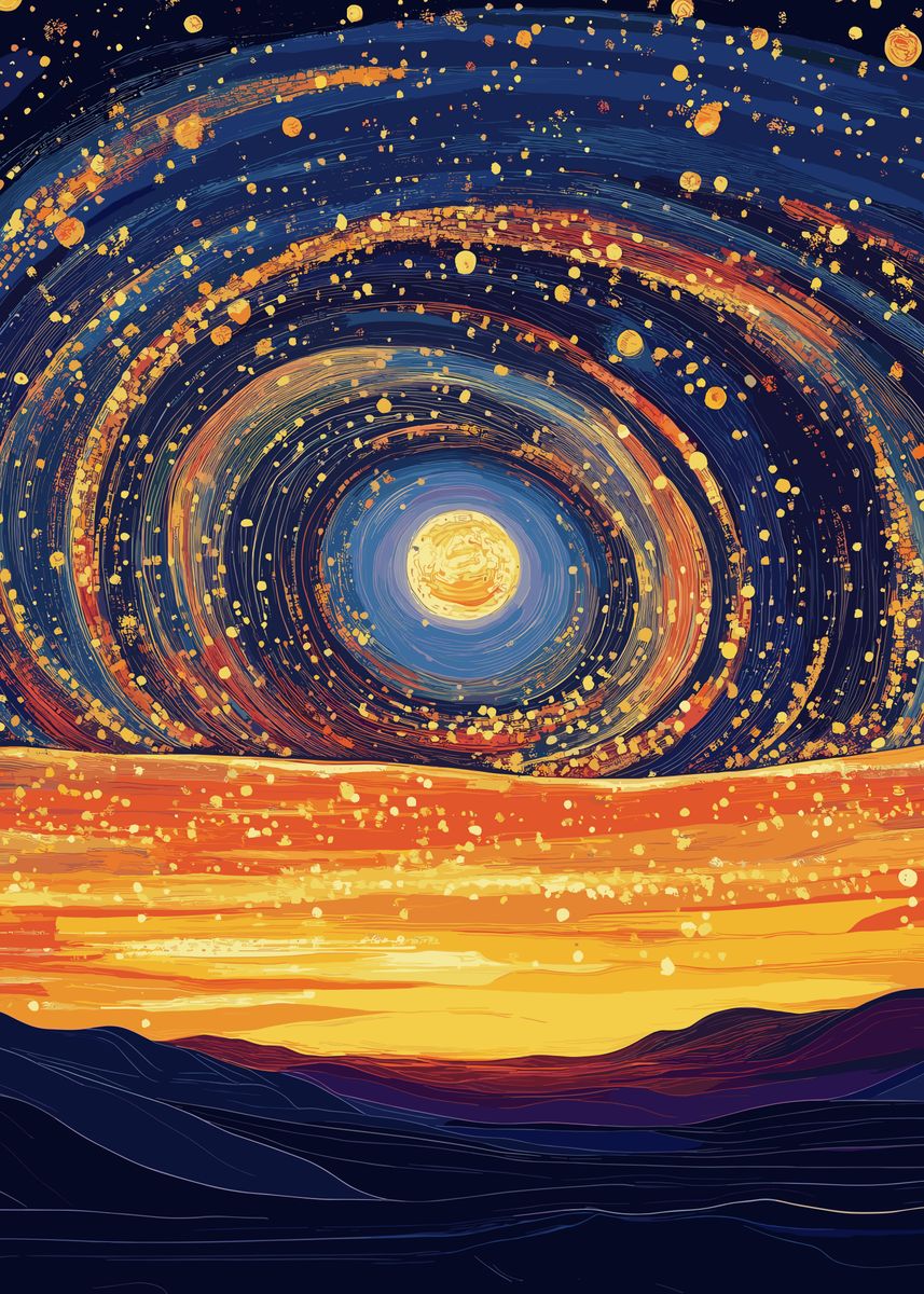 'Cosmic Sunset' Poster, picture, metal print, paint by Omar Kanan ...
