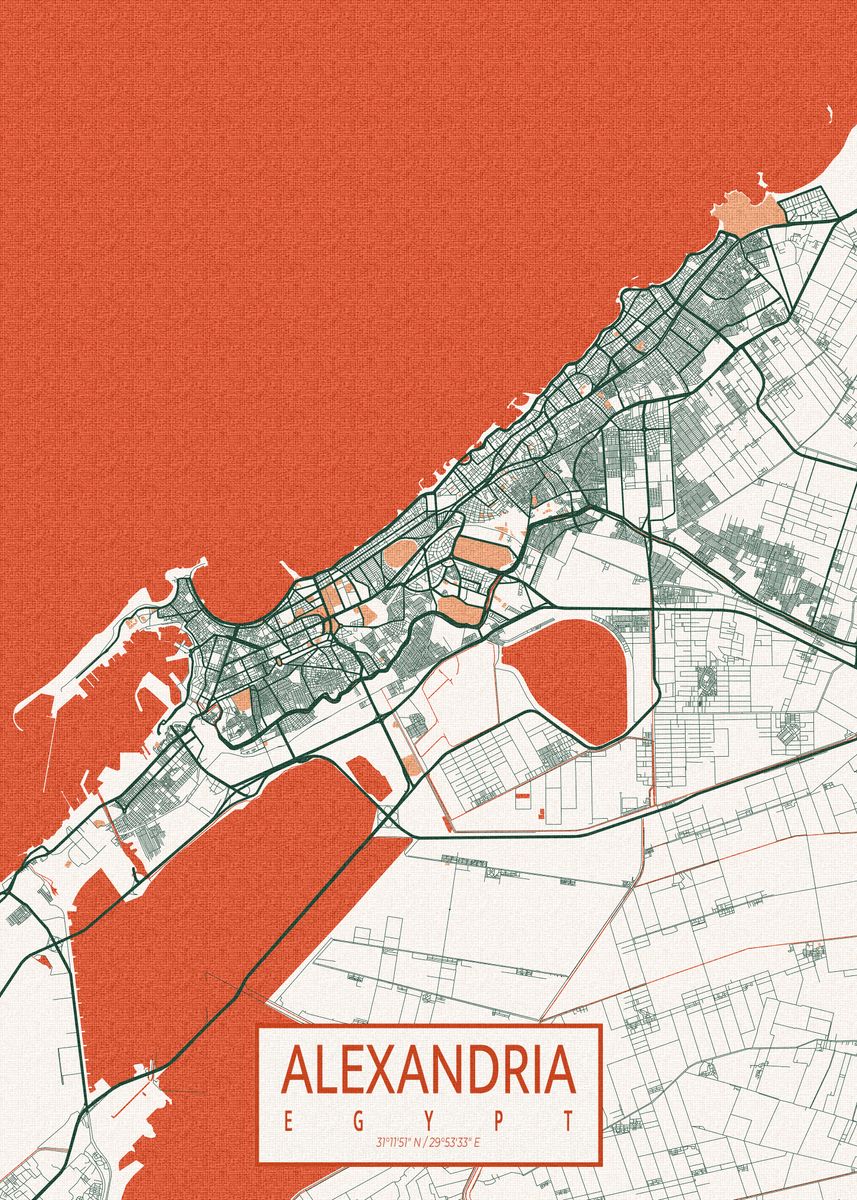 'Alexandria Map Egypt Bohemian' Poster, picture, metal print, paint by ...