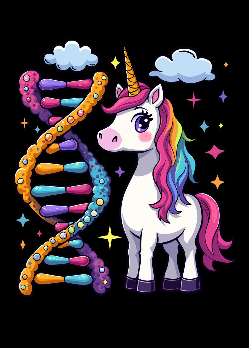 'Unicorn DNA' Poster, picture, metal print, paint by AlmightyFashion | Displate