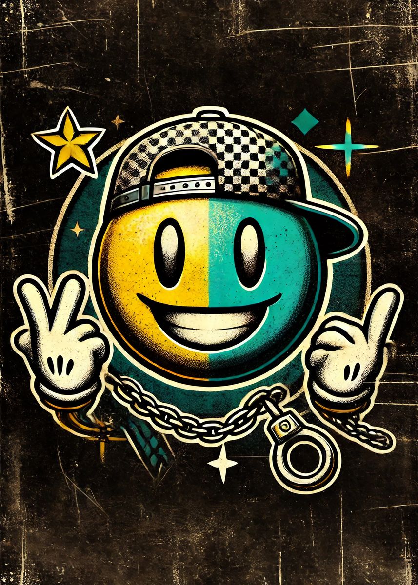 'Smiley Face Gangster' Poster, picture, metal print, paint by ART BY ...