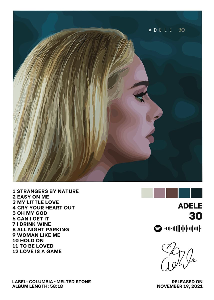 'Adele 30' Poster, picture, metal print, paint by ZACKSTAR | Displate