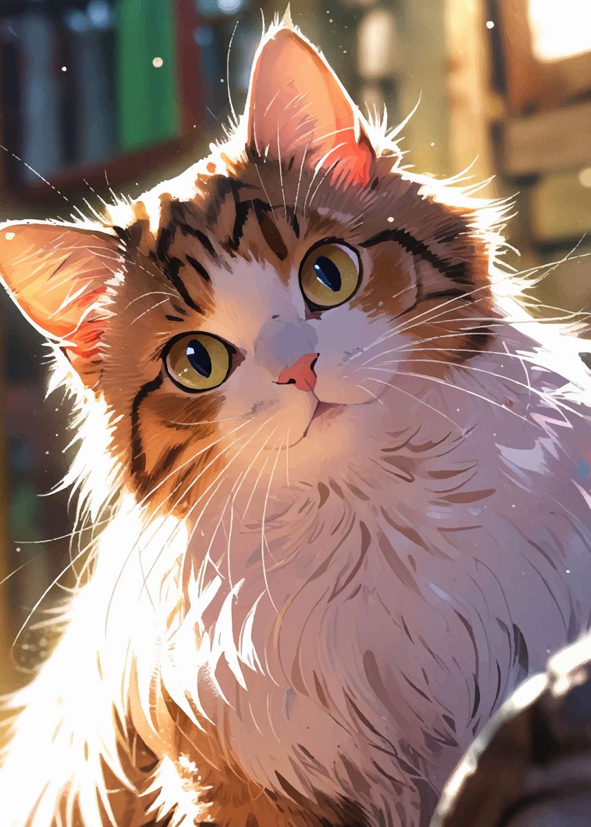 'Cute Cat Portrait' Poster, picture, metal print, paint by ...