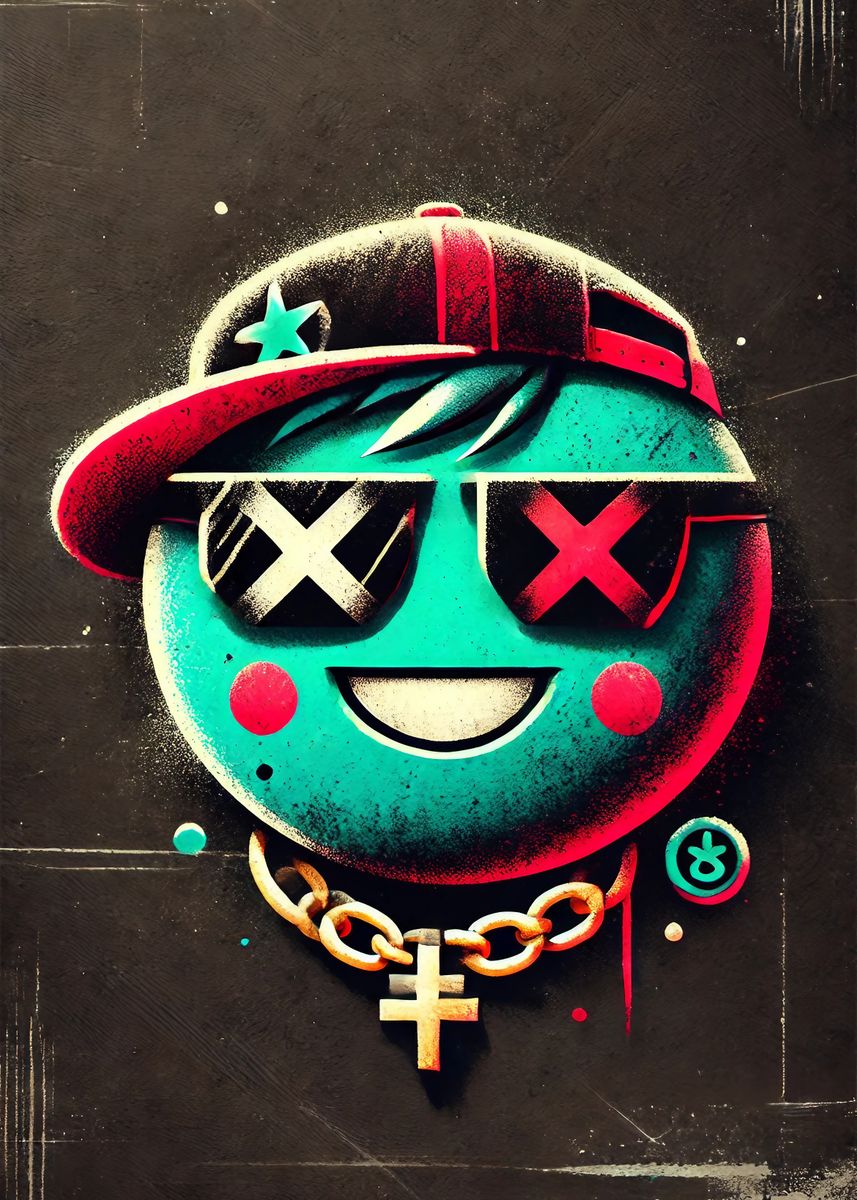 'Cool Smiley Face' Poster, picture, metal print, paint by ART BY ARCHI ...